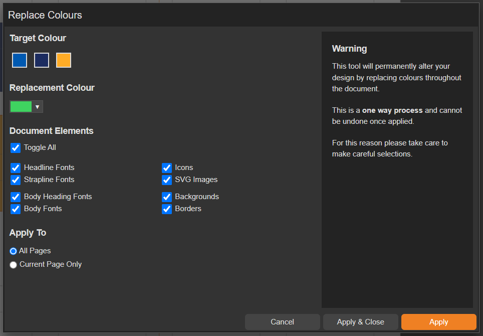 Fully Editable: Replace Colours